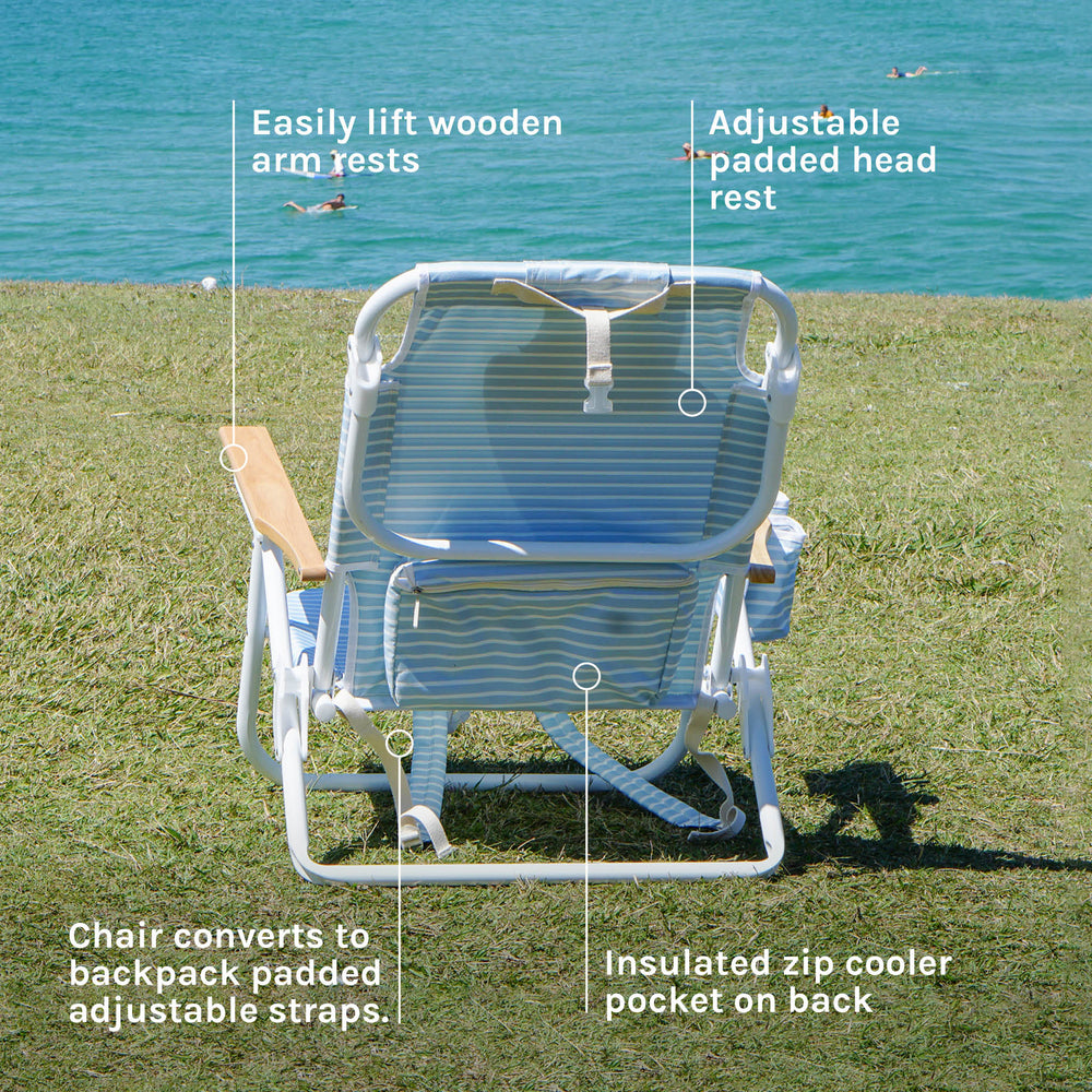 Deluxe Beach Chair | Blue Stripe